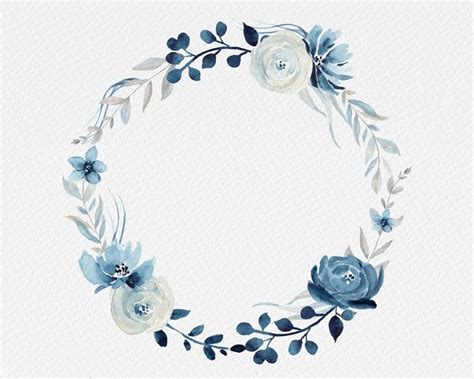 Blue And White Frames And Wreaths Navy Blue Floral Frames Blue Wreath