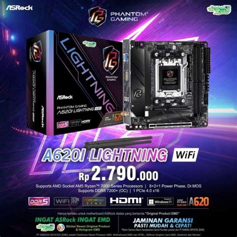 Jual Asrock A620i Lightning Wifi Motherboard Amd A620 Am5 Ddr5 Mini Itx Di Seller Velvet Store