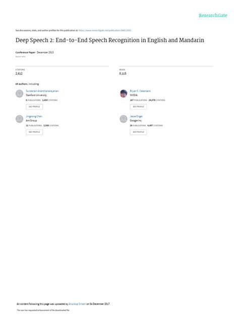 Deep Speech 2 End To End Speech Recognition In English And Mandarin Pdf Deep Learning