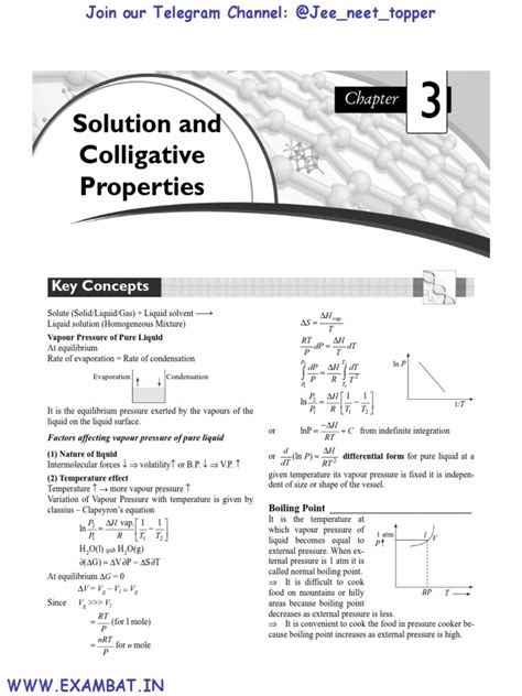 Solution And Colligative Properties Complete Chapter Notes For Iit Pdf