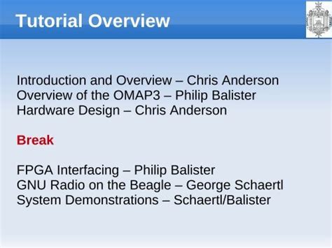 Tutorial Overview Open SDR