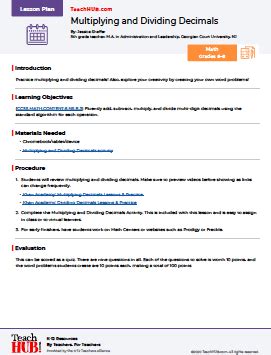 Multiplying And Dividing Decimals TeachHUB
