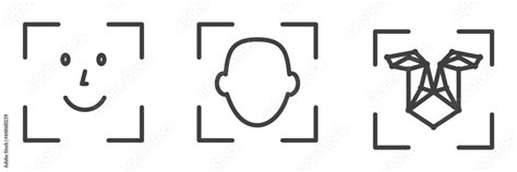 Face Authentication Icons Biometric Identification Icon Set Secure Identity Verification