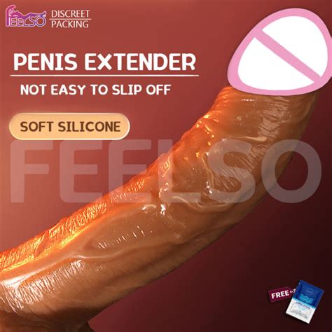 Penis Enlarge Extender Sex Toy For Man Reusable Penis Sleeves Condom Big Head Add Length Enhance