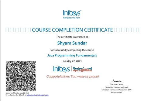 Shyam Sundar On Linkedin Proudly Adding My Another Achievement Completing Java Programming