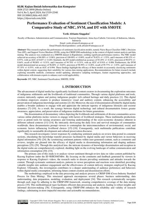 Pdf Performance Evaluation Of Sentiment Classification Models A