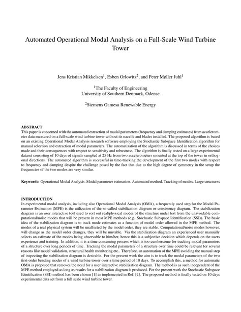 Pdf Automated Operational Modal Analysis On A Full Scale Wind Turbine