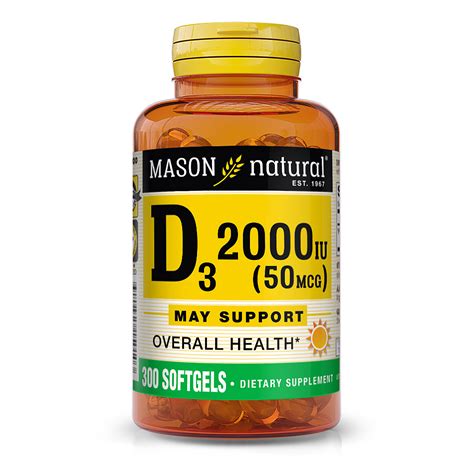 Mason Natural Vitamin D3 50 Mcg 2000 Iu Supports Overall Health