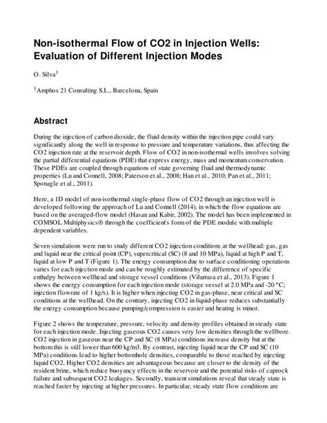 Pdf Non Isothermal Flow Of Co2 In Injection Wells Of Different Injection Modes An