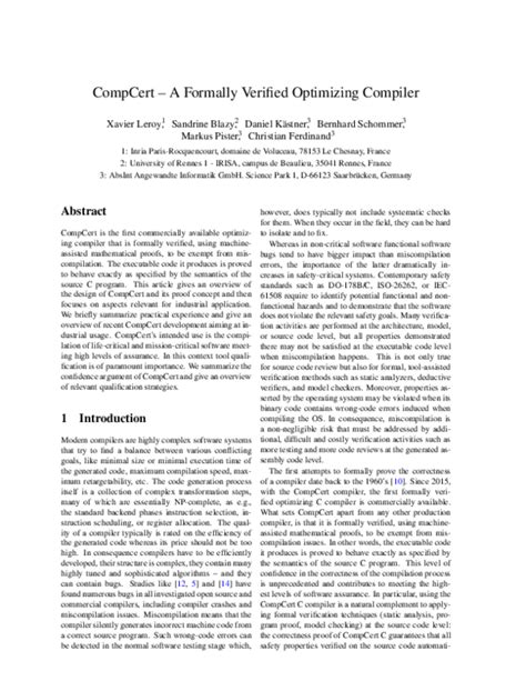 pdf compcert a formally verified optimizing compiler