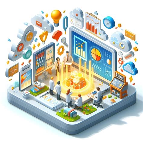 Premium Photo Glossy Research Development Data Visualization In 3d Flat Icon Innovative