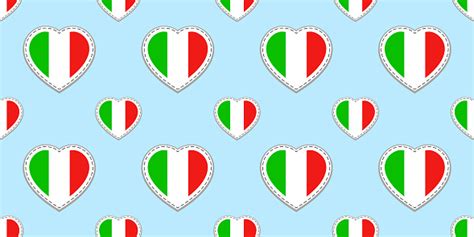 이탈리아 국기 완벽 한 패턴입니다 이탈리아 깃발 Stikers 벡터 사랑 하트 기호 언어 코스 스포츠 페이지 여행 지리적 매핑