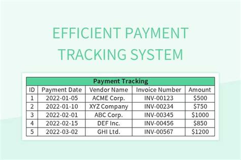 Efficient Payment Tracking System Excel Template Free Download Pikbest