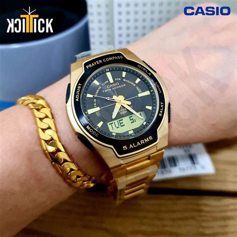 Original Casio Cpw 500hg 1avdr Gold Stainless Steel Prayer Compass