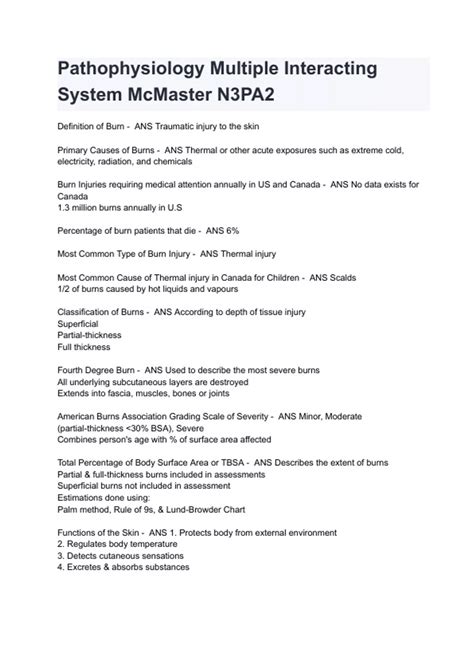 Pathophysiology Multiple Interacting System Mcmaster N3pa2 Questions And Answers 2024 A Graded