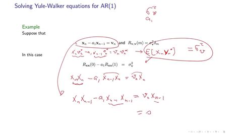 Solving Yule Walker Equations For Ar1 Youtube