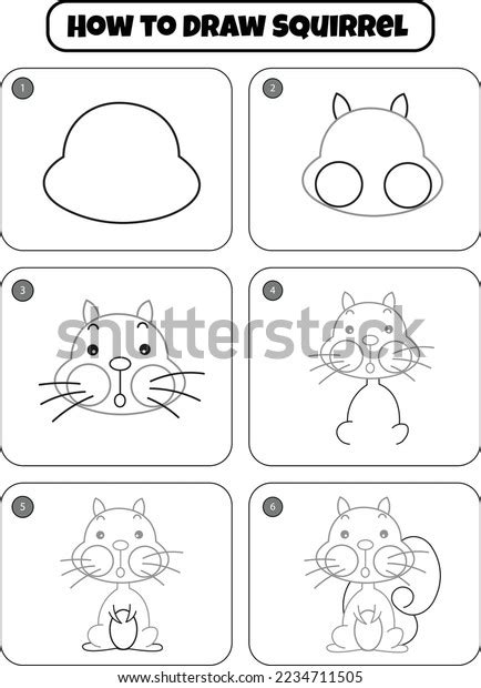 How Draw Squirrel Step By Step Stock Vector Royalty Free 2234711505