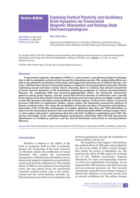 Pdf Exploring Cortical Plasticity And Oscillatory Brain Dynamics Via Transcranial Magnetic