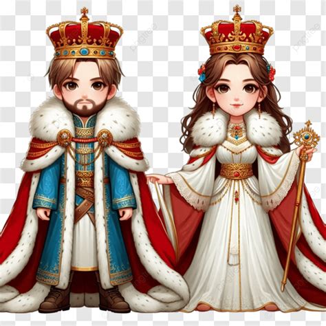 여왕 옷을 입은 왕 왕과 여왕이 함께 왕의 옷 그리고 흰색 배경 Png 일러스트 및 이미지 에 대한 무료 다운로드