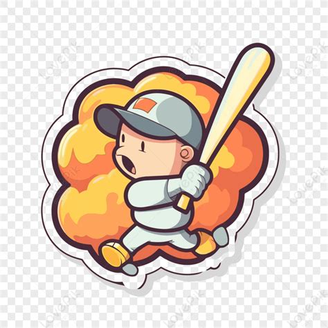 만화 슬러거 야구 선수 스티커 그림 일러스트 벡터홈런몸짓 Png 일러스트 무료 다운로드 Lovepik