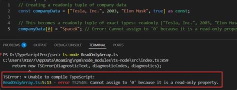 how to use readonly arrays in typescript