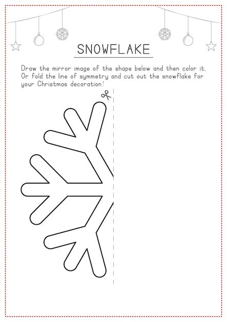 Premium Vector Learning Symmetry Through Snowflake Mirror Drawing And