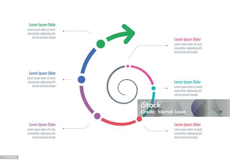 다채로운 나선형 인포 그래픽 템플릿입니다 웹 인터넷 연례 보고서 잡지 정보 템플릿 Six Steps 인포그래픽 템플릿 개념에 대한 스톡 벡터 아트 및 기타 이미지 Istock