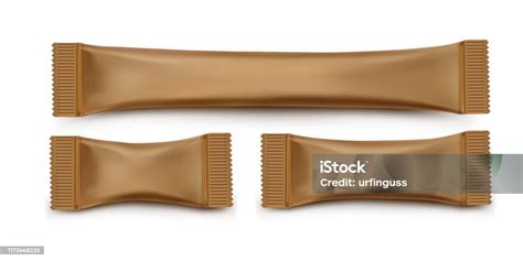 벡터 모의 고개 설탕 소금 후추 및 기타 벌크 물질에 대한 포장을 스틱 에 설정합니다 크래프트 색상입니다 흰색 백그로에 고립 된 사실적인 그림 상자에 대한 스톡 벡터 아트