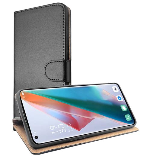 Sdtek Leather Wallet Flip Cover Case For Oppo Find X Pro Black