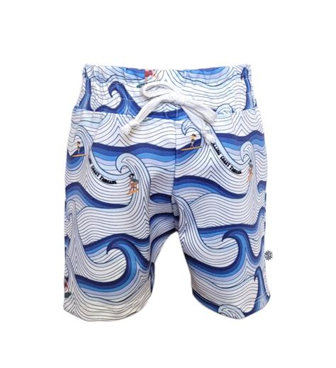 Sustainable Boy Short Swimsuit Surf Print Fabric Boys Swimsuit Surf