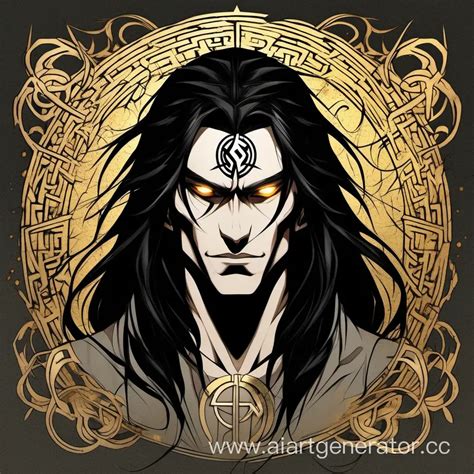 Enigmatic Vampire With Divine Symbol Striking Features And Golden Eyes Ai Art Generator