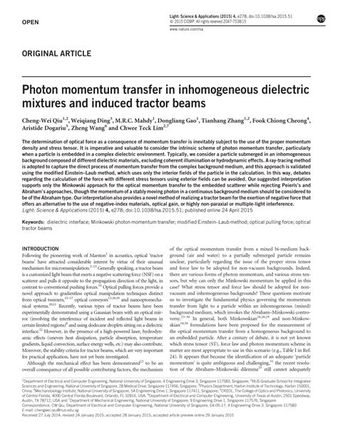 Pdf Photon Momentum Transfer In Inhomogeneous Dielectric Mixtures And