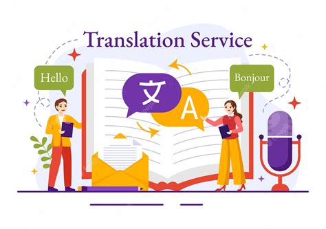 premium vector translator service illustration with language