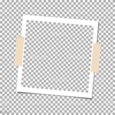 회색 배경에 스티커 테이프와 사진 프레임입니다 서식 파일 유행 사진에 대 한 빈 공란에 대한 스톡 벡터 아트 및 기타 이미지 공란 끈적거리는 단순함 Istock