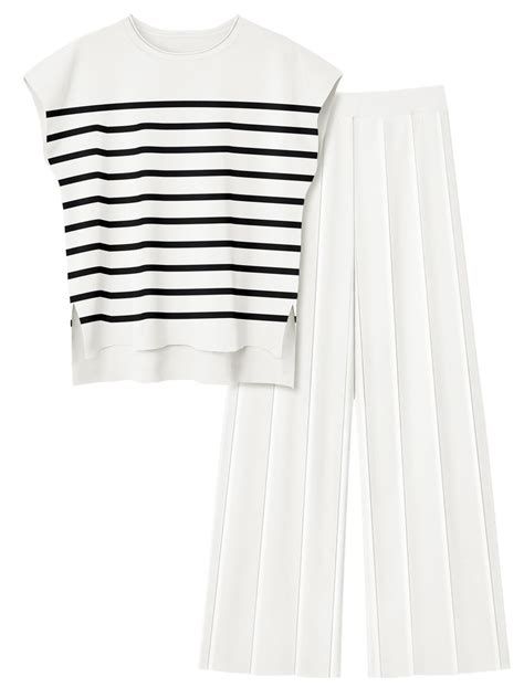 Lillusory 2 Piece Outfits For Women Lounge Matching Set Two Piece Knit Tracksuit Sweatsuits Top