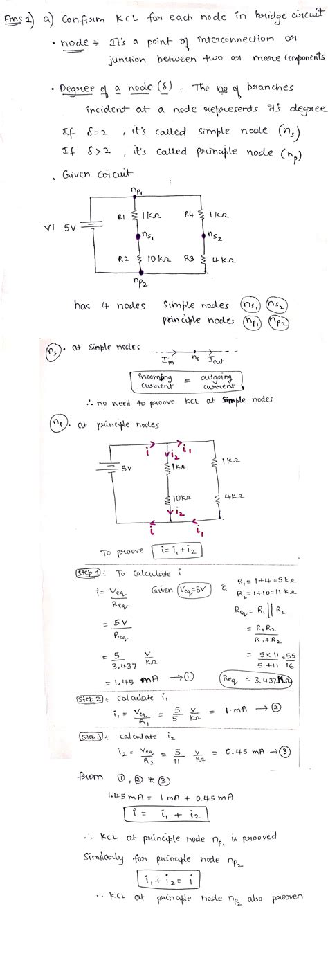 Solved Confirm Kcl For Each Node And Kvl For Each Loop In The Bridge