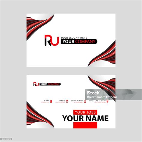 가로와 현대적인 디자인의 블랙과 레드 명함을 갖춘 로고 Ru 디자인 Ur 로고 디자인 그림은 방문 페이지 웹 사이트 모바일 앱 포스터 전단지 쿠폰 선물 카드 스마트 폰