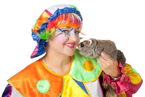 Payaso Con El Mapache Foto De Archivo Imagen De Sonriente 26874162