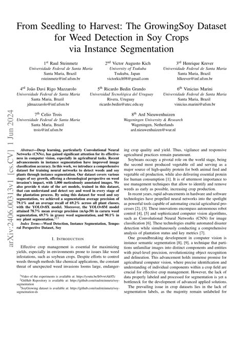 Pdf From Seedling To Harvest The Growingsoy Dataset For Weed