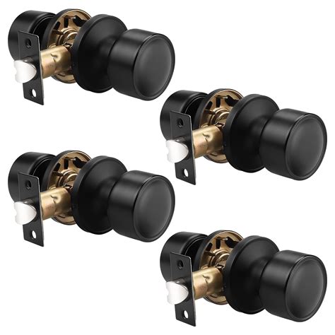 Knobelite 4 Pack Black Passage Door Knobs Interior Keyless Knob For