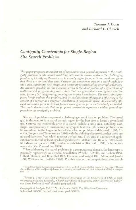 Pdf Contiguity Constraints For Single‐region Site Search Problems