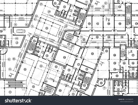 Seamless Plan Building Blueprint Top View Stock Vector Royalty Free