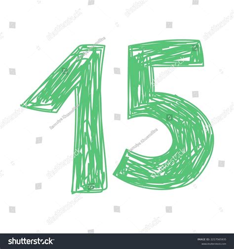 Number 15 Hand Drawn Line Sketch Stock Vector Royalty Free 2217565935