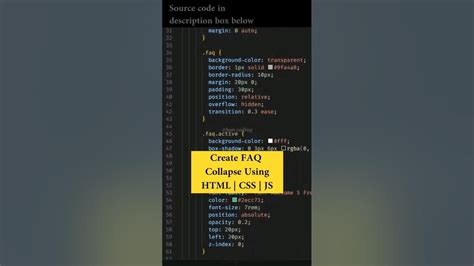 Create Faq Collapse Using Html Css Js Youtube