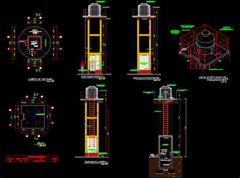 سایر موضوعات و نقشه ها نقشه های اتوکد طرح اجرایی مخزن مایعات در ارتفاع