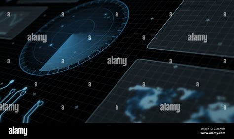 Image Of Radar Map And Computer Language With Circuit Board Pattern
