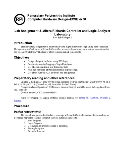 Lab3 Rev E Pdf Hardware Description Language Field Programmable Gate Array