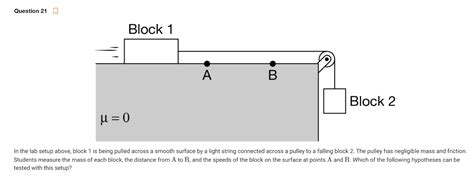 Solved Question 21 Block 1 A B Block 2 μ 0 In the lab setup Chegg com