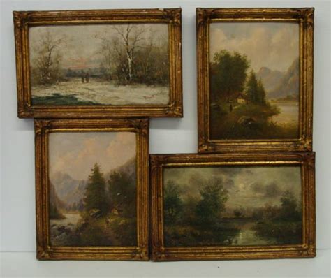 Set 4 F Roner Tyrolean Oil On Boards