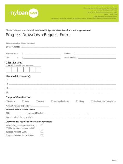 Fillable Online Progress Drawdown Request Form Fax